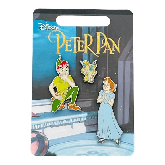 Disney | Jewelry | Disney Store Peter Pan Wendy Tinker Bell Pin Set ...